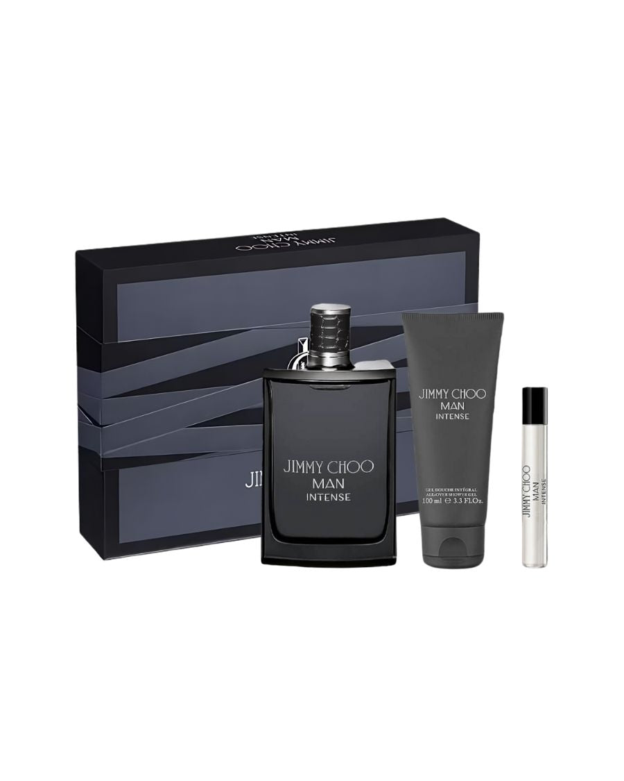 Set Jimmy Choo Man Intense (EDT 100 ml + Gel de ducha 100 ml + Mini ED ...